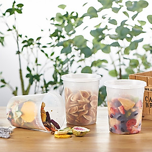 Jaluxing 32 oz. Plastic Deli Containers With Lids, 24 Sets - Leakproof, Stackable, BPA Free, Microwavable, Freezer Safe (Formerly FULING)