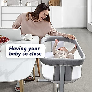 RONBEI Bassinet,Bedside Bassinet for Baby Breathable Mesh Baby Bassinet, Easy to Assemble Lightweight Portable Bassinets for Newborn Infants