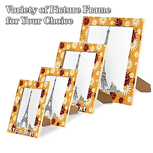 Herdesigns Ladybugs Daisy 8x10 Picture Frame Personalized Custom Text Name Red Ladybugs Wooden Picture Frame for Wall and Tabletop Display, Photo Picture Frame Customized Gift