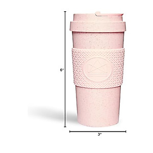 Neon Kactus Travel Coffee Mug| Double-Walled, Reusable Coffee Cup with Leakproof Lid (Wheat Straw - Pink Flamingo, 16oz (Pack of 1))