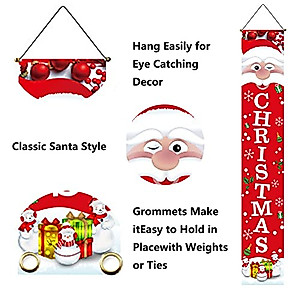 Christmas Decorations Banners, Merry Christmas Party Decor, Bright Red Xmas Hanging Banner for Outdoor/Indoor Home Front Door, 100D Fabric Porch Sign 72”x12”