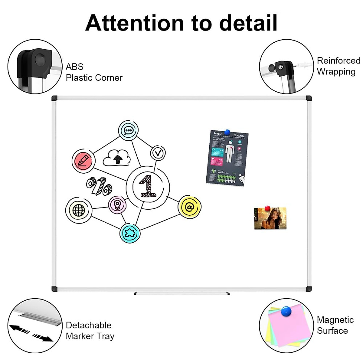 XBoard Porcelain Magnetic Dry Erase Board 48 x 36 Inch, Porcelain Whiteboard with Aluminium Frame & Marker Tray 4' x 3' | Wall Mounted Magnetic White Board for Home School Office