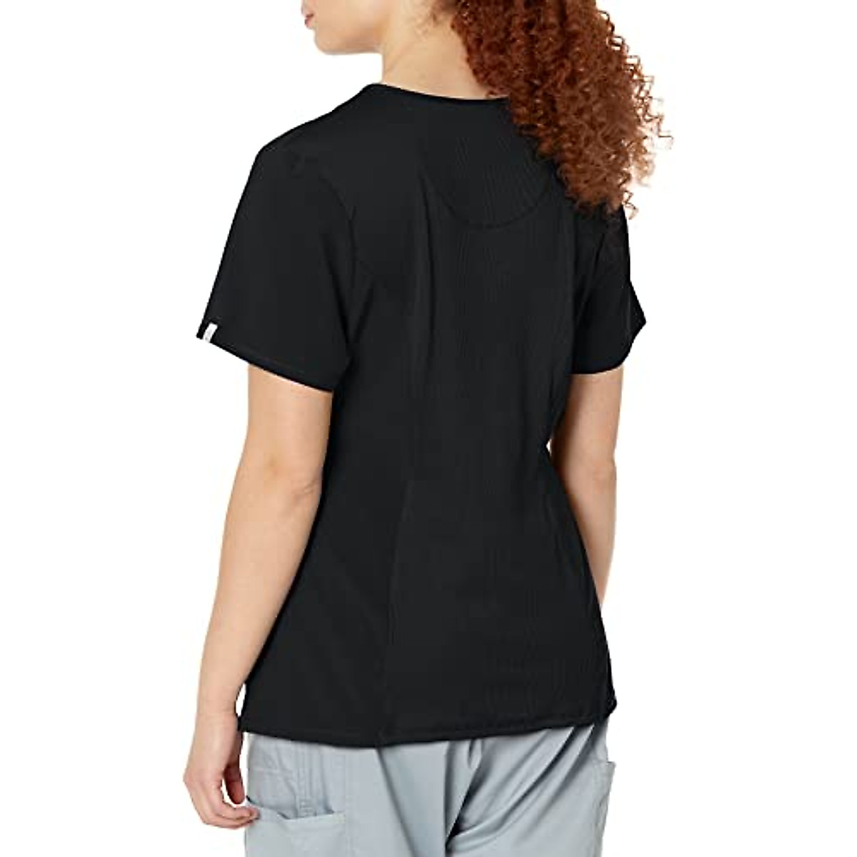 Cherokee Round Neck Scrub Tops for Women – 4-Way Stretch with Certainty Fabric Technology*, Superior Performance and Comfort, Infinity Uniforms Plus Size 2624A, 2XL, Black