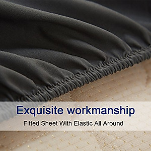 SONORO KATE Bed Sheet Set Super Soft Microfiber 1800 Thread Count Luxury Egyptian Sheets Fit 18-24 Inch Deep Pocket Mattress Wrinkle-4 Piece (Dark Grey, Queen)