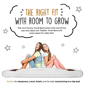 The Shrunks Twin Air Mattress Travel Bed for Kids and Adults with Pump Portable Inflatable Mattress Cot for Families Single Blow Up Air Bed for Travel, Camping, Sleepovers, or Home Twin Size Floor Bed