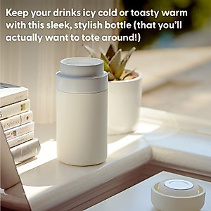 W&P Porter Insulated Bottle 12 oz | Clean Taste Ceramic Coating for Water, Coffee, & Tea | Wide Mouth Vacuum Insulated | Dishwasher Safe, Cream