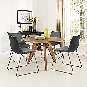 FurnitureR, Velvet Fabric Upholstered Seat Kitchen Room Set of 2, Mid Century Modern Backrest,Gold Metal Legs Dining Chair, Grey