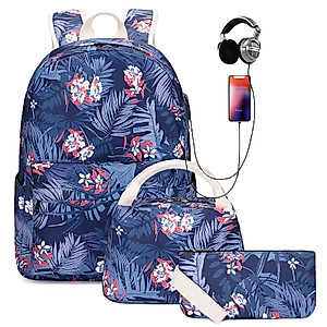 Natayoo Water Resistant Laptop Backpack College Backpack for Women with USB Charging Port and and Headphone Interface, Casual Daypack