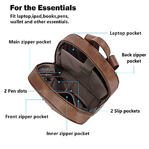 CHOLISS Laptop Backpack for Women&Men,15.6" Computer Backpack,Retro Vegan Leather Travel Work School College Bag Durable Daypack