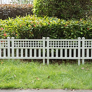 Gardenised Plastic Outdoor Decor Garden Flower Edger Fence, Border, Set of 4 Panels, White