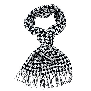 D&Y Unisex Classic Softer Than Cashmere Chevron Fringe End Scarf, Black/White