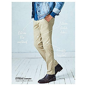 Lee Men's Extreme Motion Flat Front Regular Straight Pant Original Khaki 36W x 30L