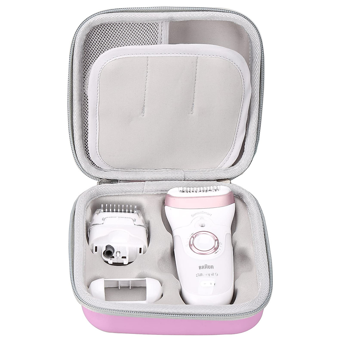 FBLFOBELI EVA Hard Storage Carry Case Compatible with Braun Silk-épil 9 9-890/Silk-épil 9 9-720/Silk-épil 9 9-880 Epilator Facial Hair Removal (Pink)