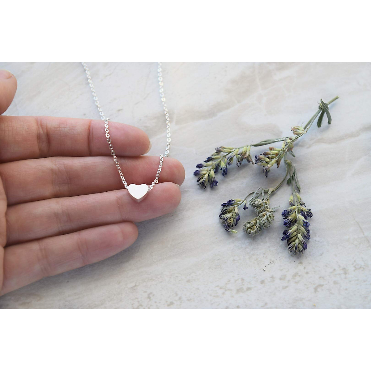 Altitude Boutique Heart Pendant Necklace for Women | Silver Plated Choker Necklace | Dainty Hypoallergenic Adjustable Chain 15in-18in (Silver)