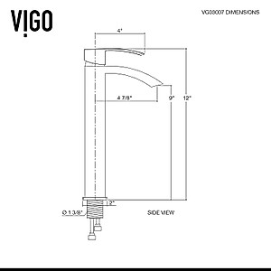 VIGO VG03007MB Duris Brass Bathroom Single Handle Seven Layer Plated Lavatory Vessel Faucet with Matte Black Finish for Vessel Sink