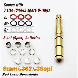 BOOLIT EYE 9MM/.38SPL/.357MAG/.380ACP Special Laser Boresighter End Barrel Laser Bore Sight Accurately and Easy to Fit Revolvers Pistols Rifle and Air Guns (9MM/.38SPL/.357MAG)