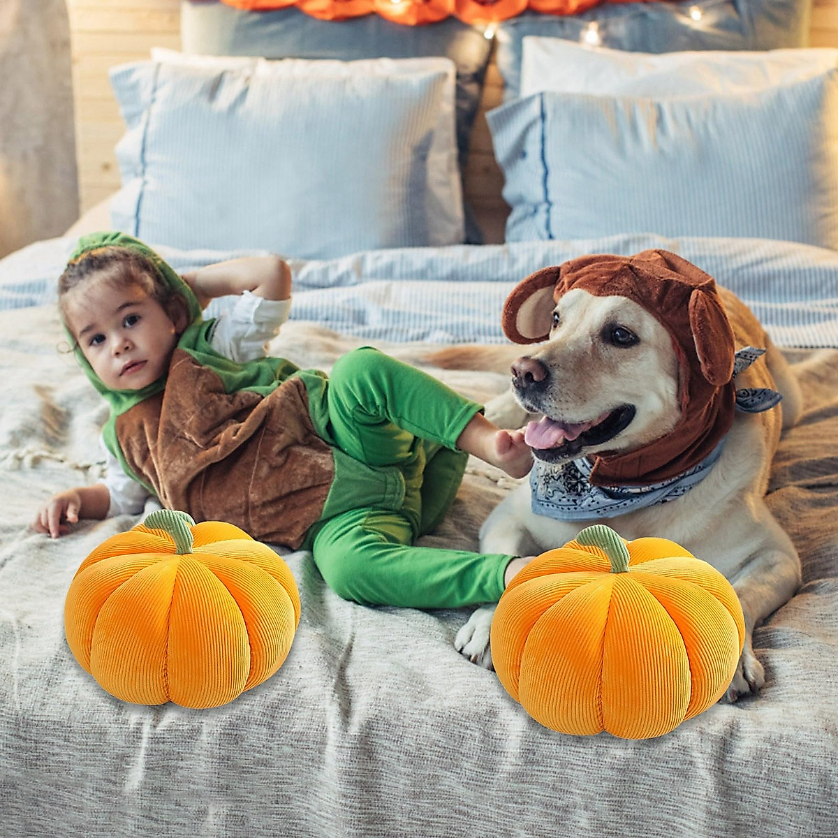 Halloween Pumpkin Throw Pillow 14" X 8" Soft Fluffy 3d Pumpkin Shaped Sofa Cushion Thanksgiving Fall Decor Plush Pillow Halloween Pumpkin Decorative Pillow for Party Home Couch Decorations Room