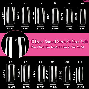 UNA GELLA Medium Square Gel Nail Tips 216pcs Clear Square Fake Nails for Full Cover Acrylic Square Nails French False Nails for Nail Extension and DIY Nail Art 12 Sizes False Gelly Tips DIY Nail Salon