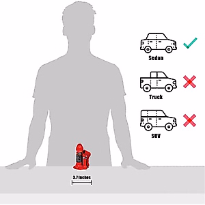 BIG RED T90203B Torin Hydraulic Welded Bottle Jack, 2 Ton (4,000 lb) Capacity, Red
