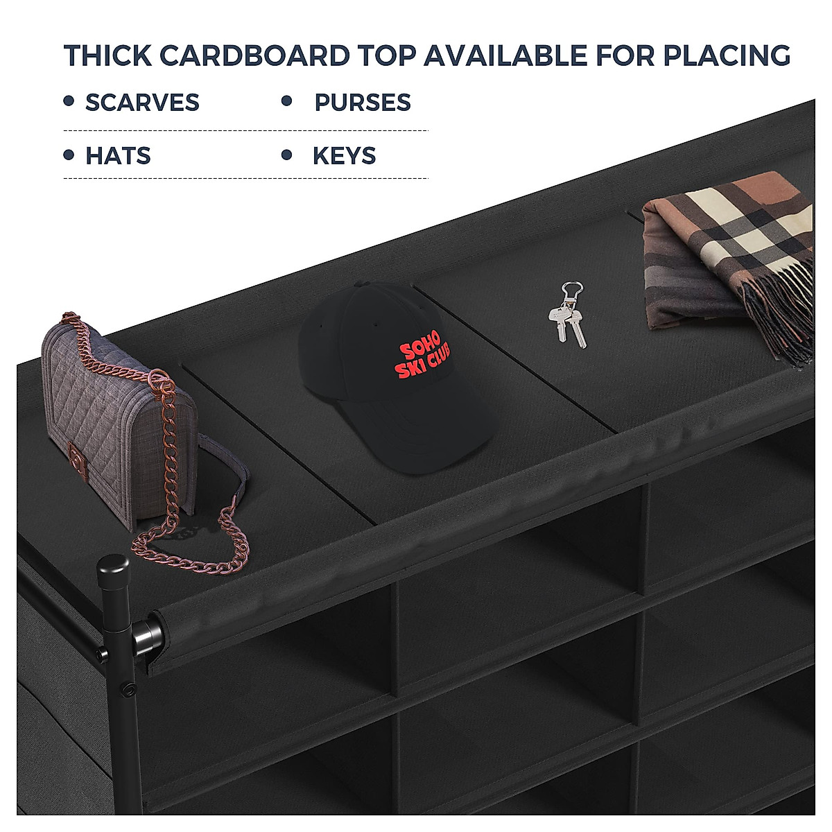 STO STO Shoe Rack Organizer, 5-Tier 20 Pairs Free Standing Stackable Shoe Rack Cubby for Entryway, Closet and Hallway, Black