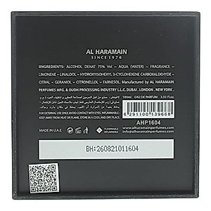 Al Haramain L'Aventure Eau de Parfum, 3.33 Ounce (100 ml) - For Creed Aventus Lovers, Black