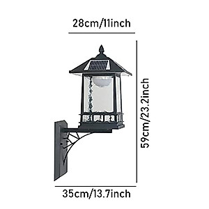 Black Solar Energy Sconce Wall Lamp Turn The Lights on and Off Automatically During The Day and Night Waterproof Wall Lights Energy Saving Outdoors Wall Lighting for Wall Landscape Exterior
