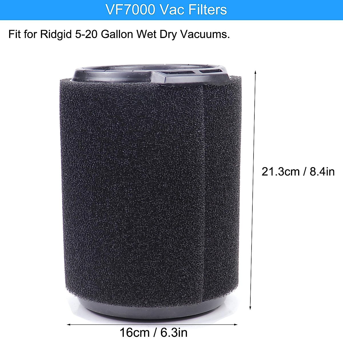 MOCW VF7000 Replacement Filters Compatible with Ridgid Wet Pickup Only Vac Filter for Ridgid 5-20 Gallon Wet/Dry Vacuums, 1 Piece