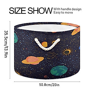 ALAZA Galaxy Space Earth Starry Sky Storage Box Toy Basket Laundry Storage Organizer Bins with Handles Large Baskets for Living Room Nursery Decor