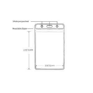 Clear Plastic Vertical Name Badge Holders ( 2.25x3.5 Inch, 250 Pack), ID Card Holders, Waterproof and Resealable Bulk Nametag Holders with Zipper