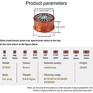 TBOSEN 8PCS Sun Moon Organic Wood Saddle Ear Plugs Tunnels Stretching Punk Piercings Expanders Set