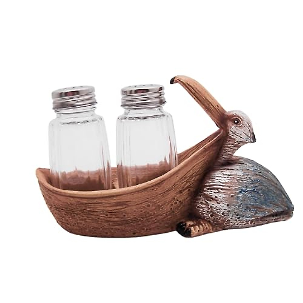 Pelican Salt and Pepper Set Holder, Nautical Décor, Shakers Included, 7 Inches