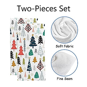 Vantaso Bath Hand Towels Set of 2 Christmas Tree New Year Soft and Absorbent Kitchen Hand Towel for Bathroom Hotel Gym Spa