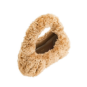 JW PEI Women's Gabbi Faux Fur Medium Ruched Hobo Handbag - Light Brown