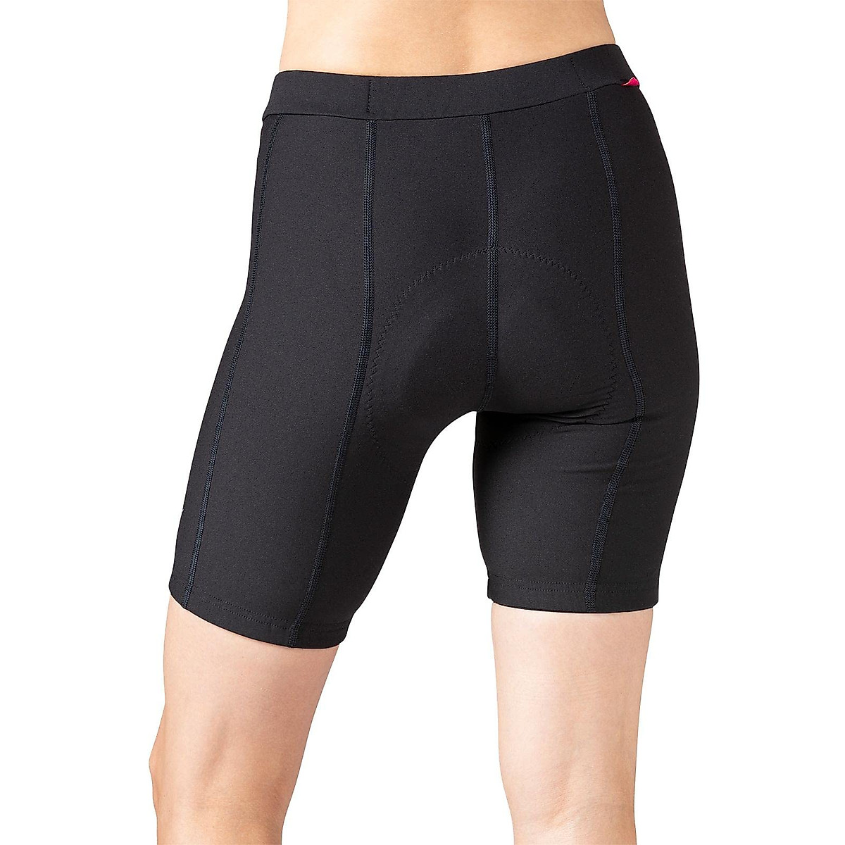 Terry Touring Bike Short Regular 8" Long Womens Padded Cycling Shorts for Women Compression Pockets Leg Grippers - Black, Medium