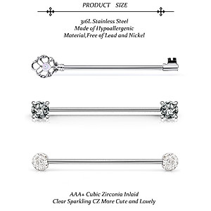 Vsnnsns 14G Industrial Piercing Jewelry Industrial Earrings Industrial Barbell Surgical Steel Cartilage Earrings Industrail Piercing 1 1/2"(36mm) Bar Length for Women Men 6PCS Silver