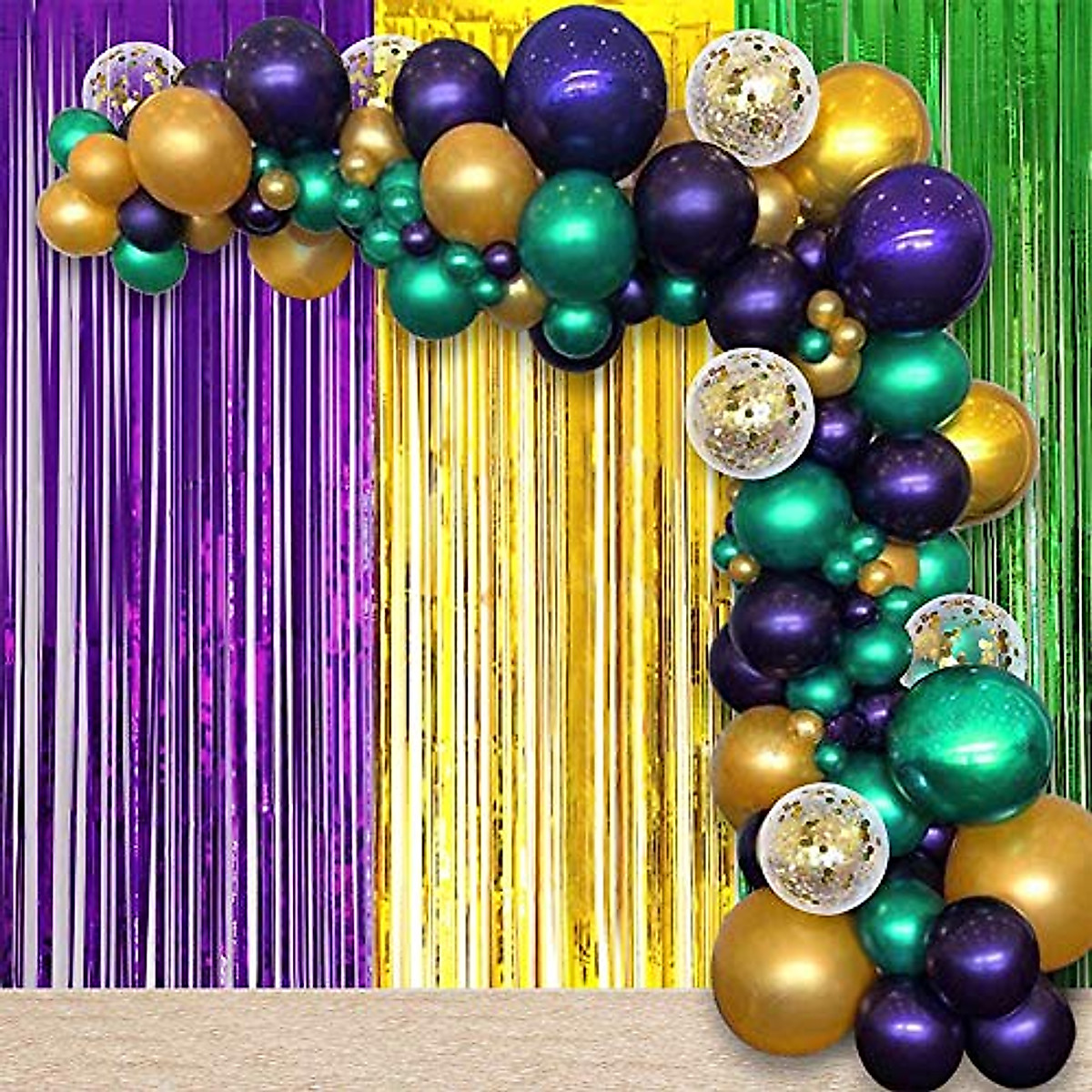 80PCS Mardi Gras Party Balloons Decoration Supplies - Purple Green Gold Mardi Gras Themed Latex Balloons Party Decorations