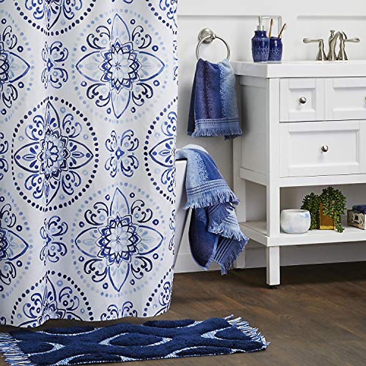 SKL Home Eckhart Stripe Hand Towel Set, Blue 2 Count