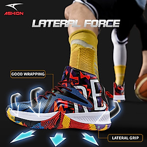 ASHION Men's Basketball Shoes Mid Basketball Sneakers Non-Slip Outdoor Cushioning Workout Shoes