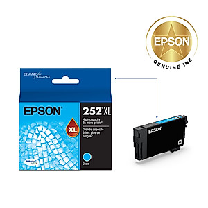 EPSON 252 DURABrite Ultra Ink High Capacity Cyan Cartridge (T252XL220-S) Works with WorkForce WF-3620, WF-3640, WF-7110, WF-7610, WF-7620, WF-7710, WF-7720, WF-7210