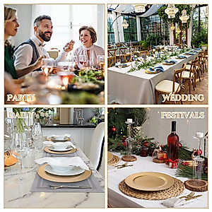 Zopeal 18 Pack Round Charger Plates Bulk 13 Inch Plastic Plate Chargers with Beaded Rim Disposable Dinner Charger Plates for Wedding Halloween Christmas Party Event Table Setting Decoration (Gold)