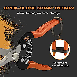 Zegos 7" All-Metal Trimming Scissors with 3" Long Blades for Leaves and Bud Cutting, Pruning Snips Garden Scissors for Vine Cutting, Plants and Herb Trimming (1 Pack)