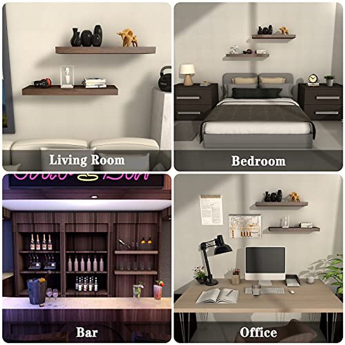 FALANZATH Floating Shelves Wood Set of 2 - Storage Shelf 30 Inch - Rustic Wall Mounted Storage Shelves for Bedroom, Living Room, Bathroom, Kitchen, Office, Farmhouse - Wall Shelf for Kids