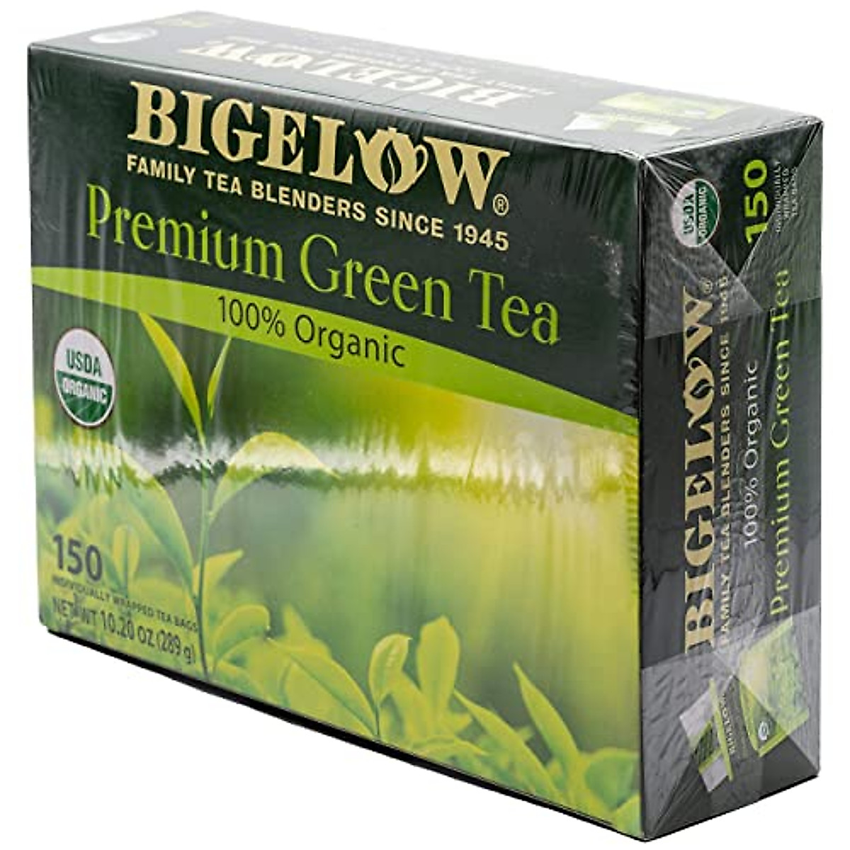 Bigelow Premium 100-Percent Organic Green Tea 150-Count Box, Individually Wrapped