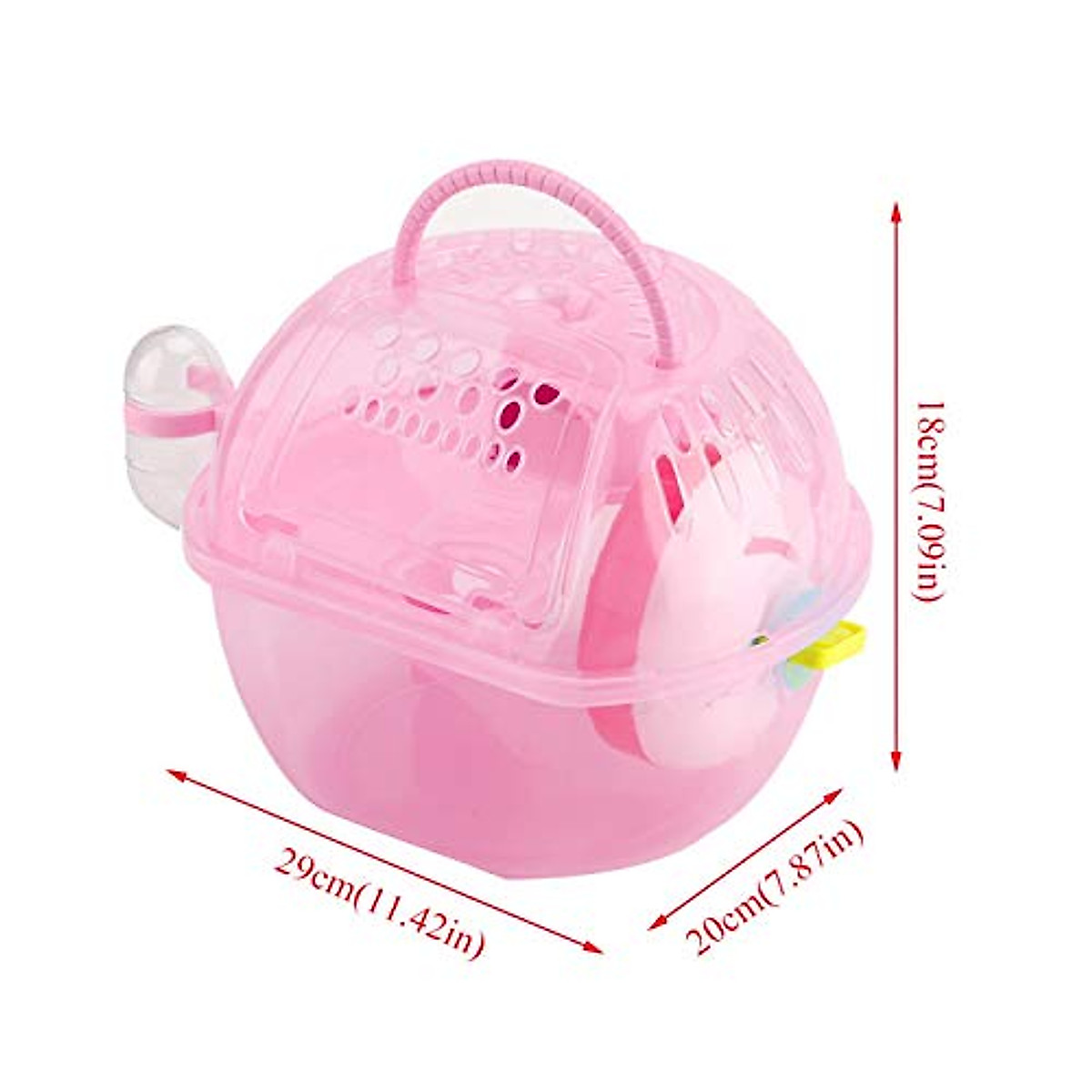 CUYT Breathable Cage Hamster Toy,Mouse Cage,with 11cm Exercise Wheel Multi-Functional Small Hamster Cage,for Travel for Picnic Indoor outdoor(Pink)