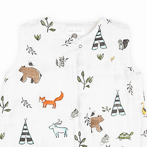 Little Unicorn 6-12 Month Premium Muslin Sleep Sack 1.1 TOG | Soft & Breathable Muslin Cotton for safer sleep | 2 way zipper (Forest Friends)