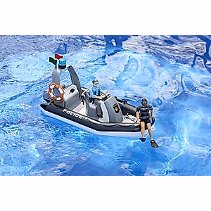 Bruder 62733 bworld Police Boat with Rotating Beacon Light, 2 Figures and Accessories