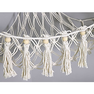 Treezea Stuffed Animal Hammock Macrame with Star Light- Boho Toy Hammock - Stuff Animal Organizer Corner Storage Hanging Fringe - Stuffed Animal Holder Net Tassels for Nursery Décor