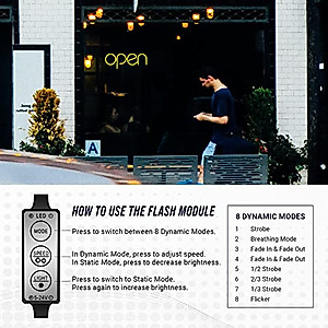 Flashing LED Neon Open Sign Light for Business with ON & Off Switch - Lightweight & Energy Efficient for Restaurants Offices Retail Shops Window Storefronts - Yellow