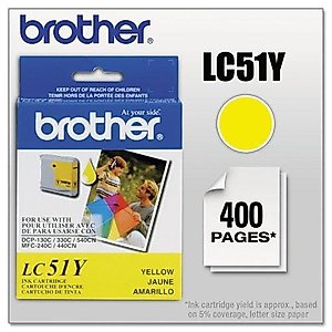 Brother LC51Y Innobella Ink, 400 Page-Yield, Yellow