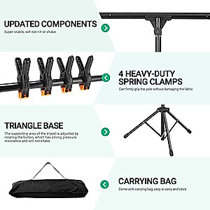 Coliflor T-Shape Portable Backdrop Stand, 6.5x3.2ft Adjustable Photo Background Stand Kit, Sturdy Small Back Drop Holder with 4 Spring Clamps, Carry Bag for Parties, Photography and Video Studio